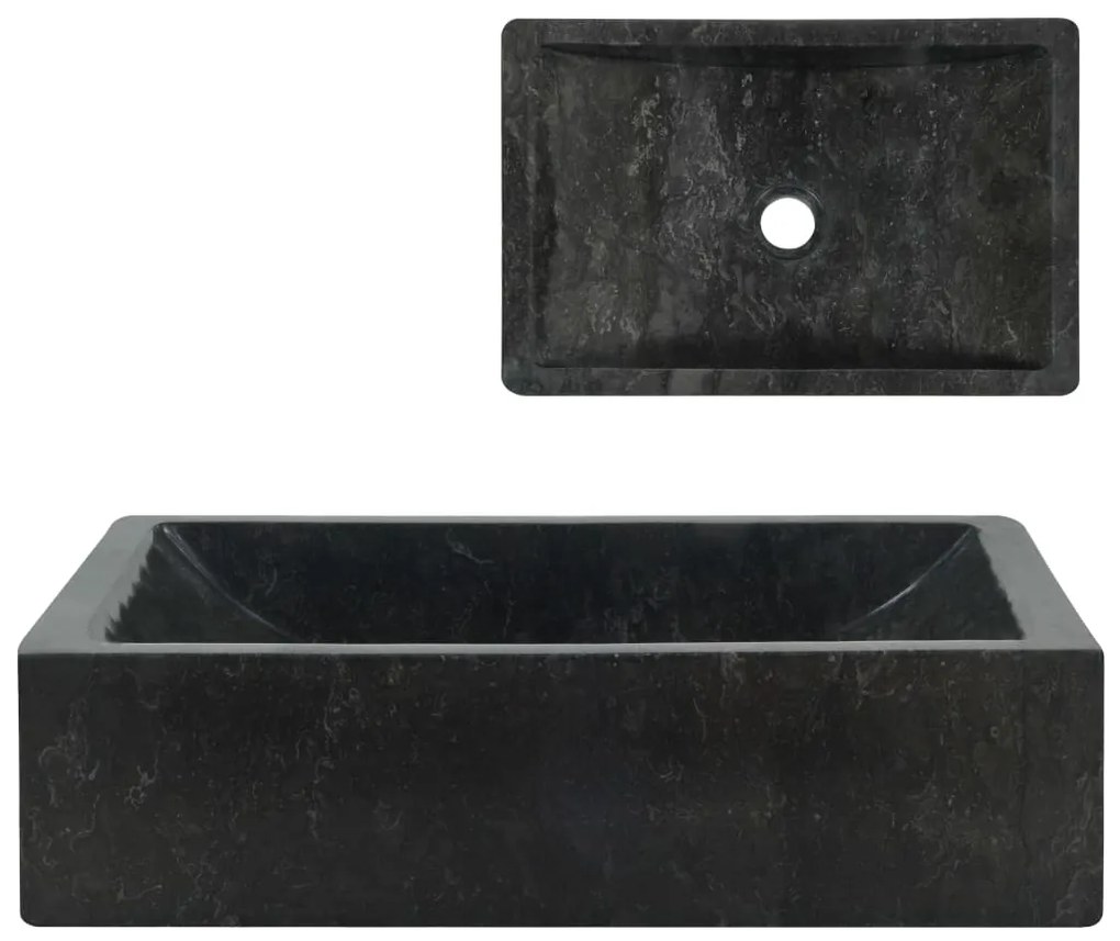 Umyvadlo 45 x 30 x 12 cm mramor černé s vysokým leskem 142772