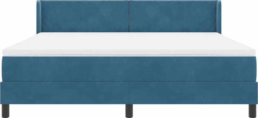 Postel s boxspringem s čelo Tmavě modrá 200 x 180 cm samet 3341538