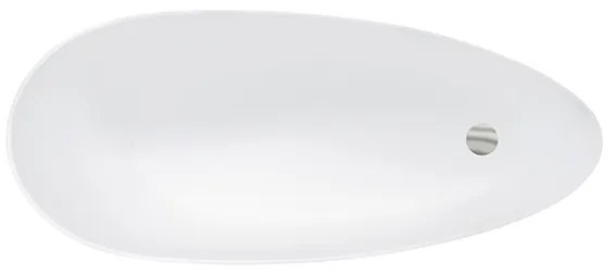 Besco Volně stojící vana z litého mramoru Keya 165x70 Barva: Bílá, Rozměry (cm): 163,5x70,5, Typ a barva výpustě: Click-Clack s horním čištěním, zlatá