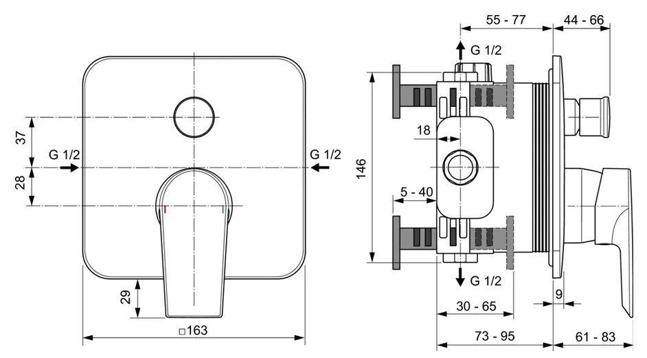 Ideal Standard Edge - Vanová baterie podomítková, Chrom A7124AA