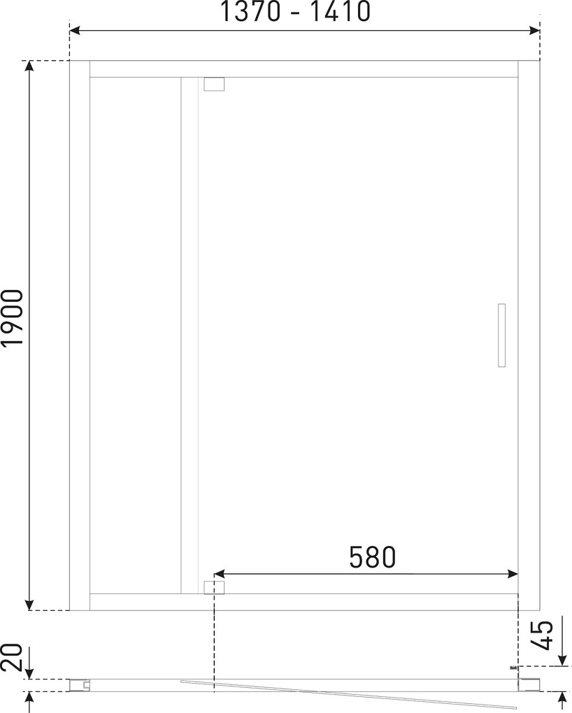 Novoterm Sprchové dveře do niky NV-Optimo D3 140, chrom/grafit - bez vaničky