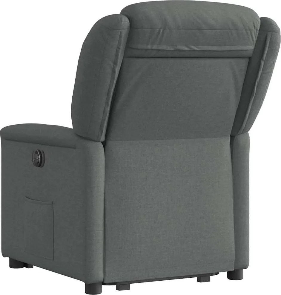 Zvedací polohovací křeslo tmavě šedé textil 3303195