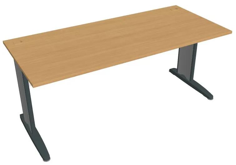 Stůl pracovní rovný 180 cm - Hobis Cross CS 1800 Dekor stolové desky: buk, Dekor lamino podnože: bílá, Barva nohou: černá
