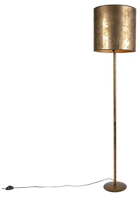 Vintage stojací lampa zlatá s odstínem starého bronzu 40 cm - Simplo