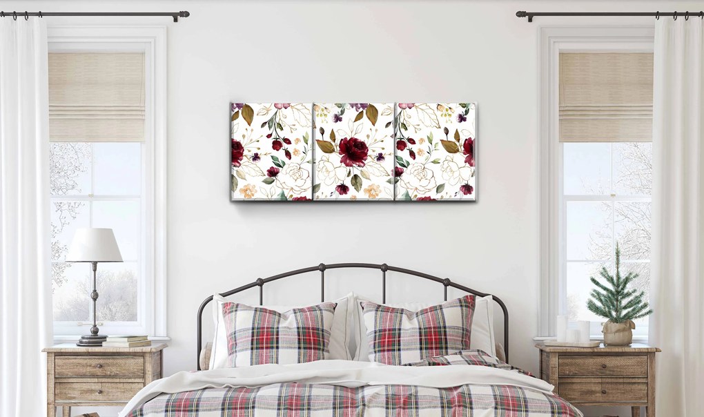 Malvis ® Obraz akvarelové růže ROZMĚR (šířka x výška): čtyřdílný čtverec 80x80 cm