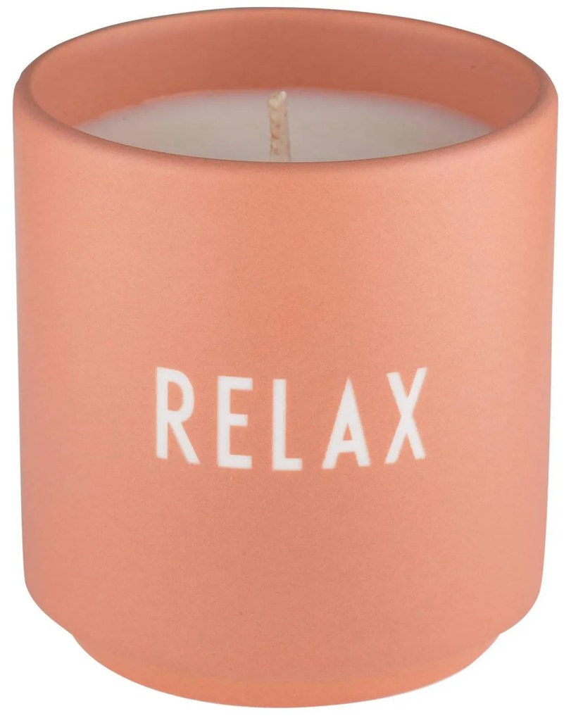 DESIGN LETTERS Vonná svíčka Relax 75g, růžová barva, béžová barva, kov, porcelán, vosk