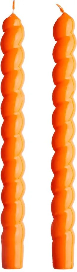 TWISTED Sada lesklých svíček 2 ks 25,5 cm - oranžová