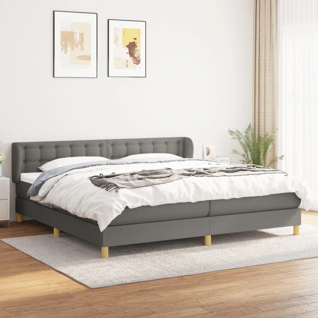 Box spring postel s matrací tmavě šedá 200x200 cm textil