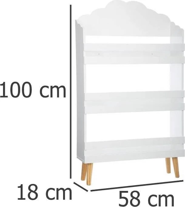 Regál do dětského pokoje, bílý, 58 x 18 x 100 cm