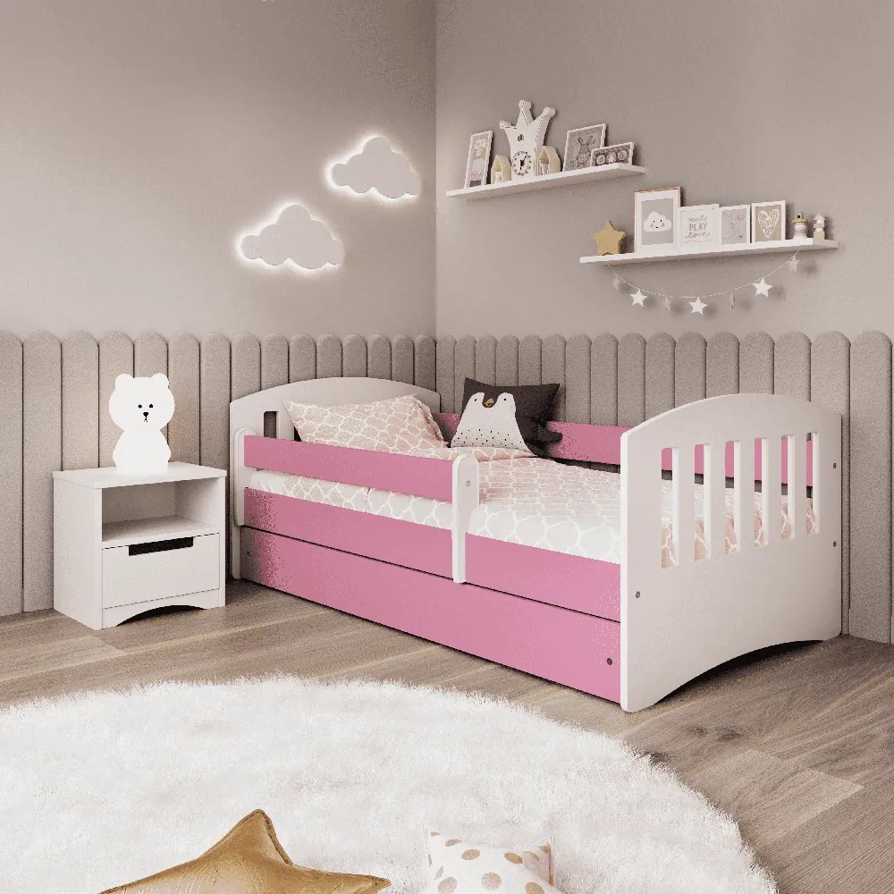 BabyBeds Dětská postel CLASSIC 1 s úložným prostorem Velikost postele: 180x80 cm, Barva postele: Růžová