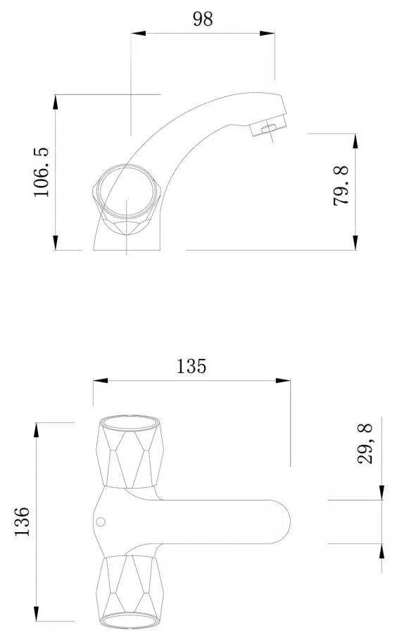 Baterie umyvadlová stojánková, keramický ventil, chrom, BALLETTO