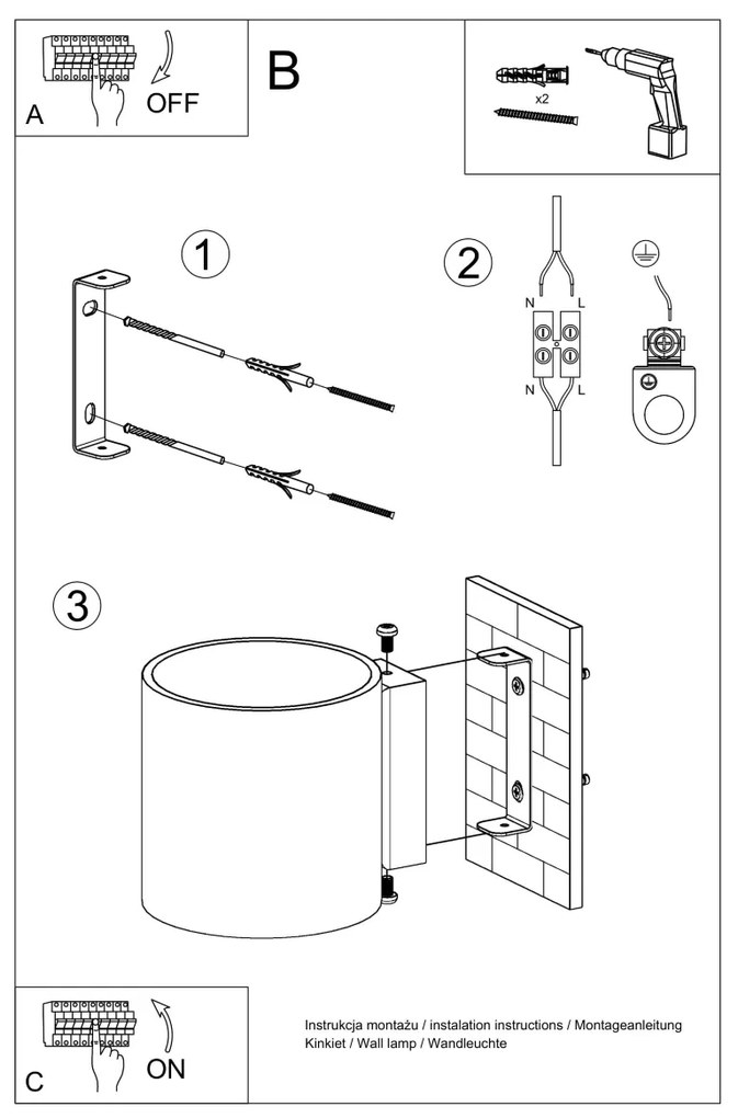 Nástěnné svítidlo Vici, 1x bílé kovové stínidlo