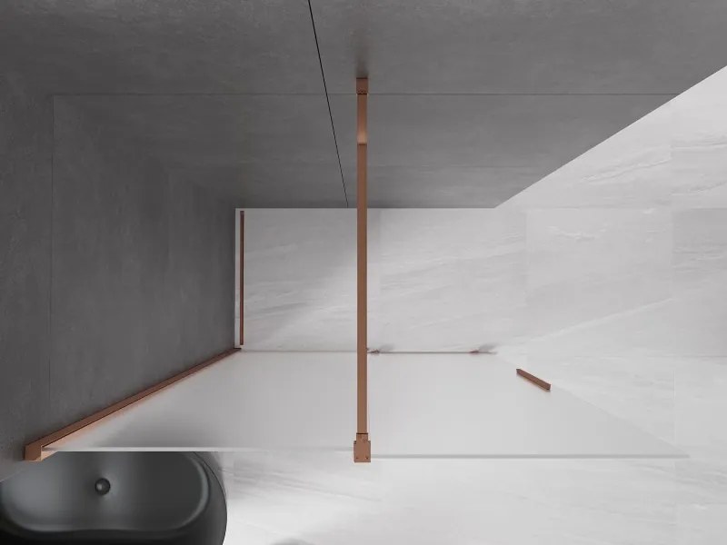 Mexen Velar, sprchová zástěna s posuvnými dveřmi Walk-in 150 x 200 cm, 8mm sklo námraza, růžové zlato, 871-150-000-33-60