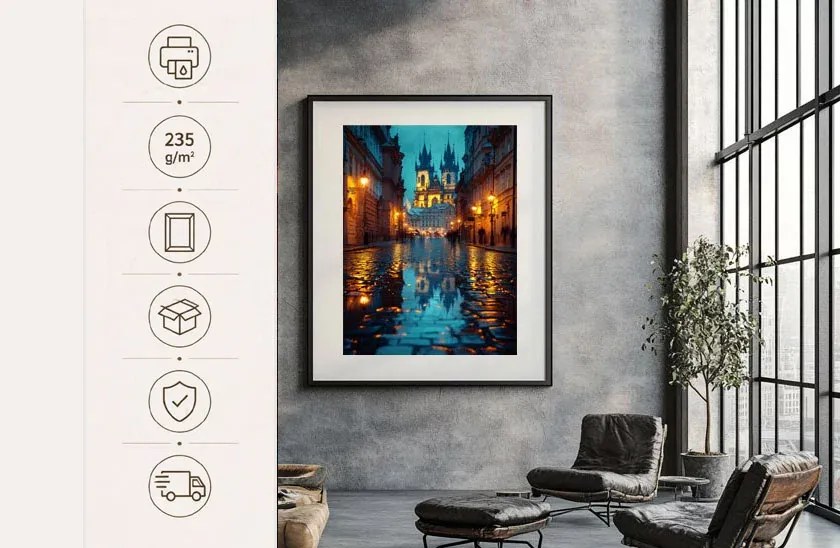 Pražský večer - obraz - Staroměstská atmosféra po dešti 23 - A4 – 210 × 297 mm - 159 Kč