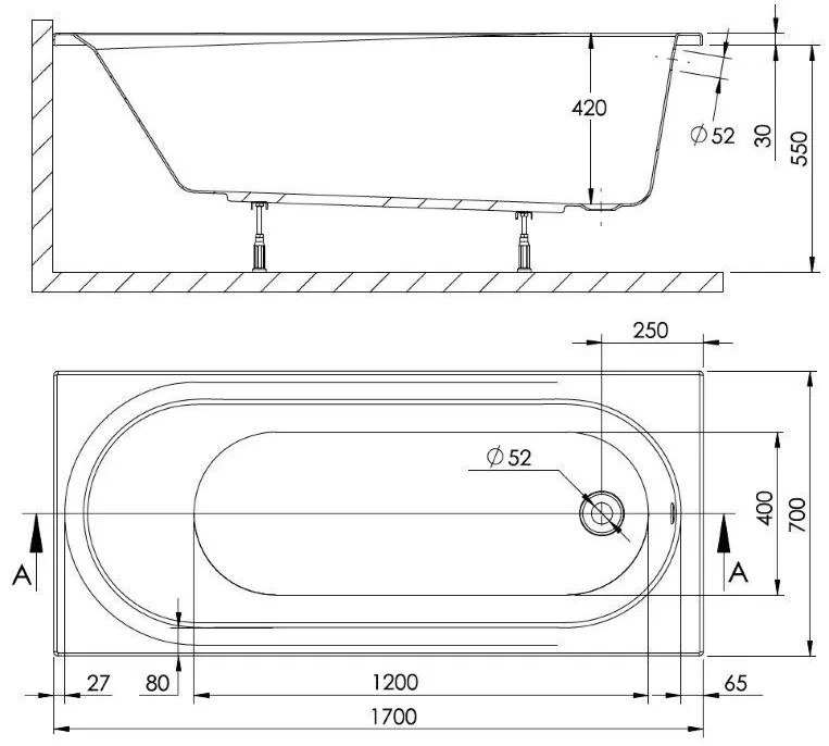 Scansani Dida akrylátová vana Délka vany: 150cm