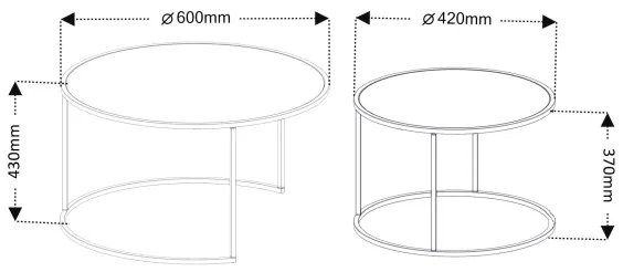 SADA 2x Konferenční stolek TOKYO pr. 42/60 cm černá