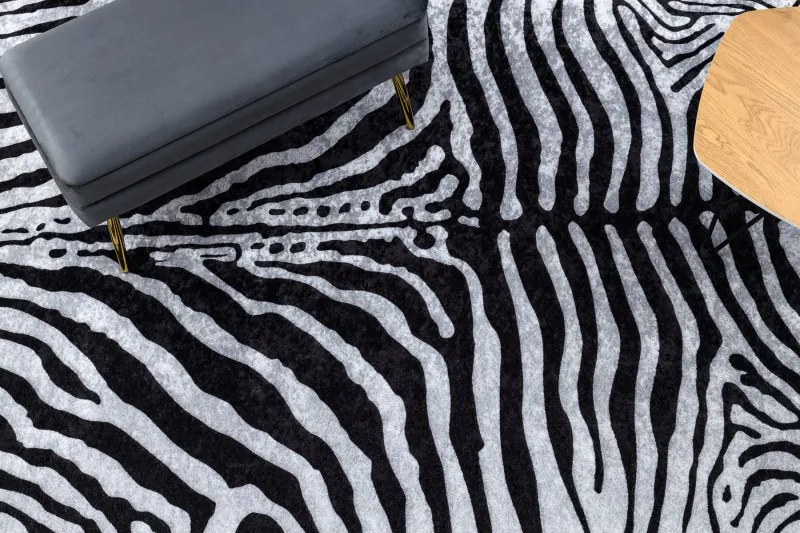 Dywany Łuszczów, Kusový koberec Miro 51331.803 Zebra black / white, 120x170, černobílá, chodba / předsíň