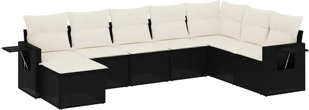 8dílná zahradní sedací souprava s poduškami černá polyratan 3252893