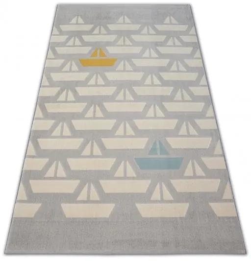 3kraft Kusový koberec PASTEL 18411/052 - loďky / šedý krémový tyrkysový zlatý