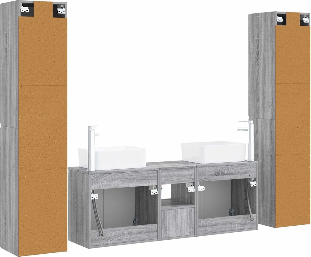 Sada koupelnového nábytku 5 ks Šedý Sonoma 33 x 34,5 x 160 cm 3406039