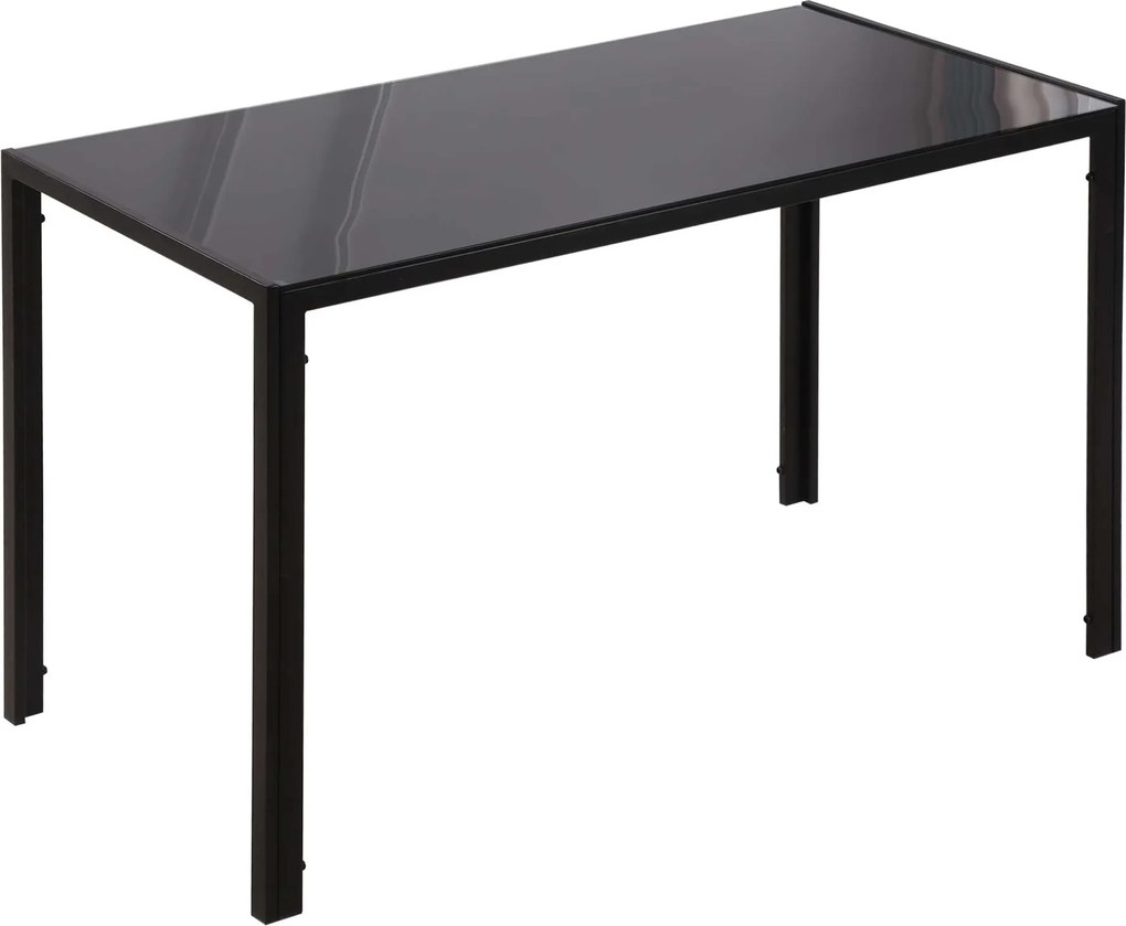 HOMCOM LED jídelní stůl kuchyňský stůl pro 4 osoby, tvrzené sklo a kov, černý, 120x60x75cm, moderní a stylový | Aosom.de