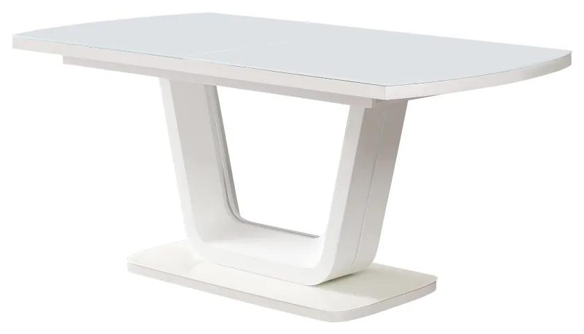Kondela Jídelní rozkládací stůl, bílý lesk, 160-200x90 cm, OLAV