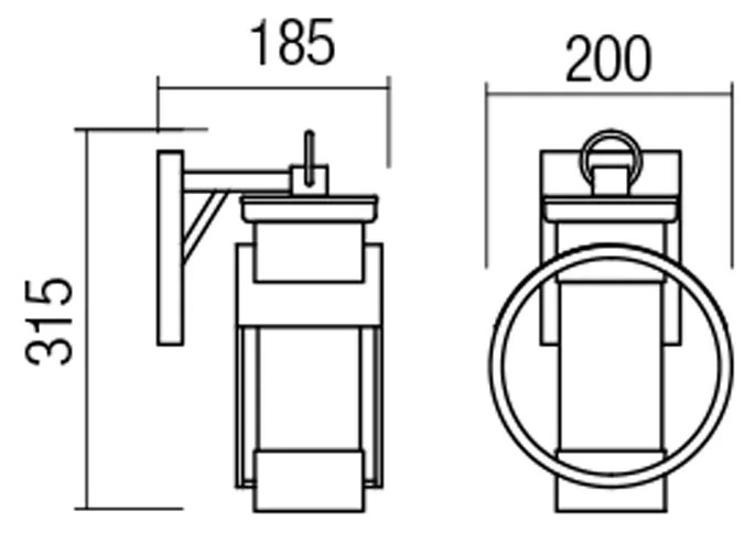 Redo 9571 nástěnné svítidlo Compass tmavě hnědé, E27, 31,5cm