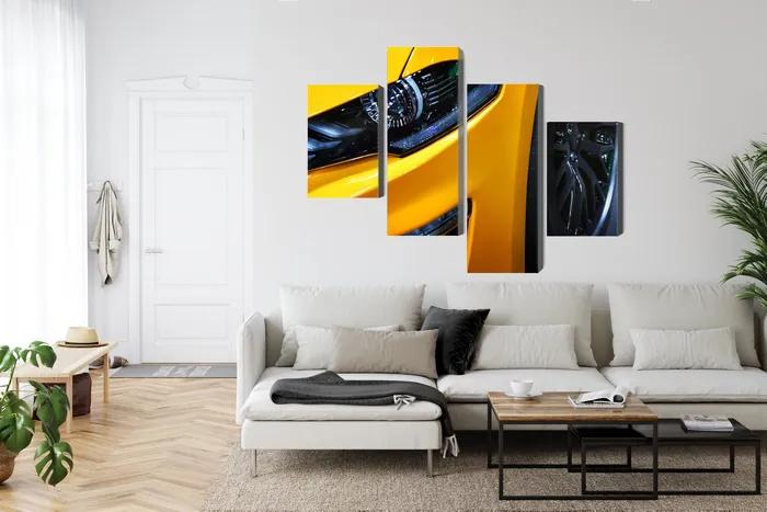 Vícedílný obraz Přední Část Žlutého Sportovního Vozu Nedostatek Nedostatek Plátno Canvas 240x150