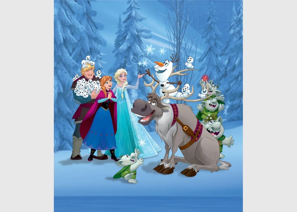 Dětská vliesová fototapeta na zed' Ledové království na ledě, Disney | 180 x 202 cm | DFTDNXL 5149