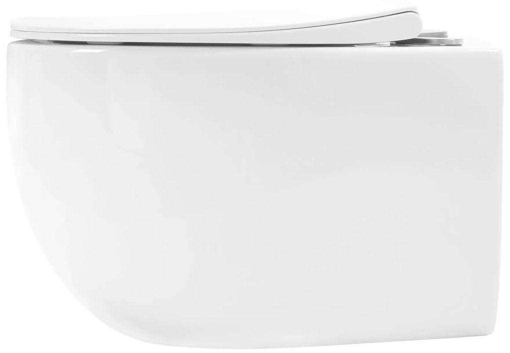 Rea Lars, závěsná WC mísa Rimless 50x37x29 cm včetně sedáku s pomalým zavíráním, bílá, REA-C9500