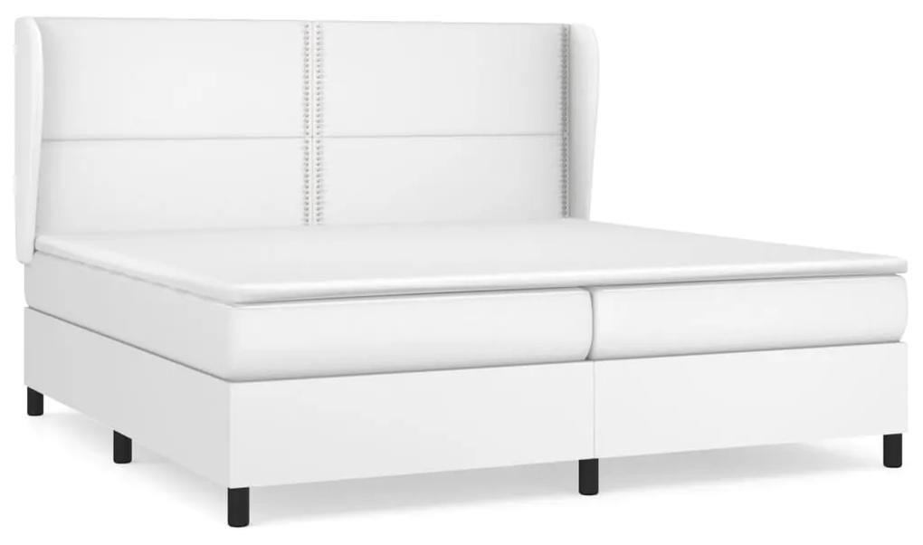 vidaXL Box spring postel s matrací bílá 200x200 cm umělá kůže