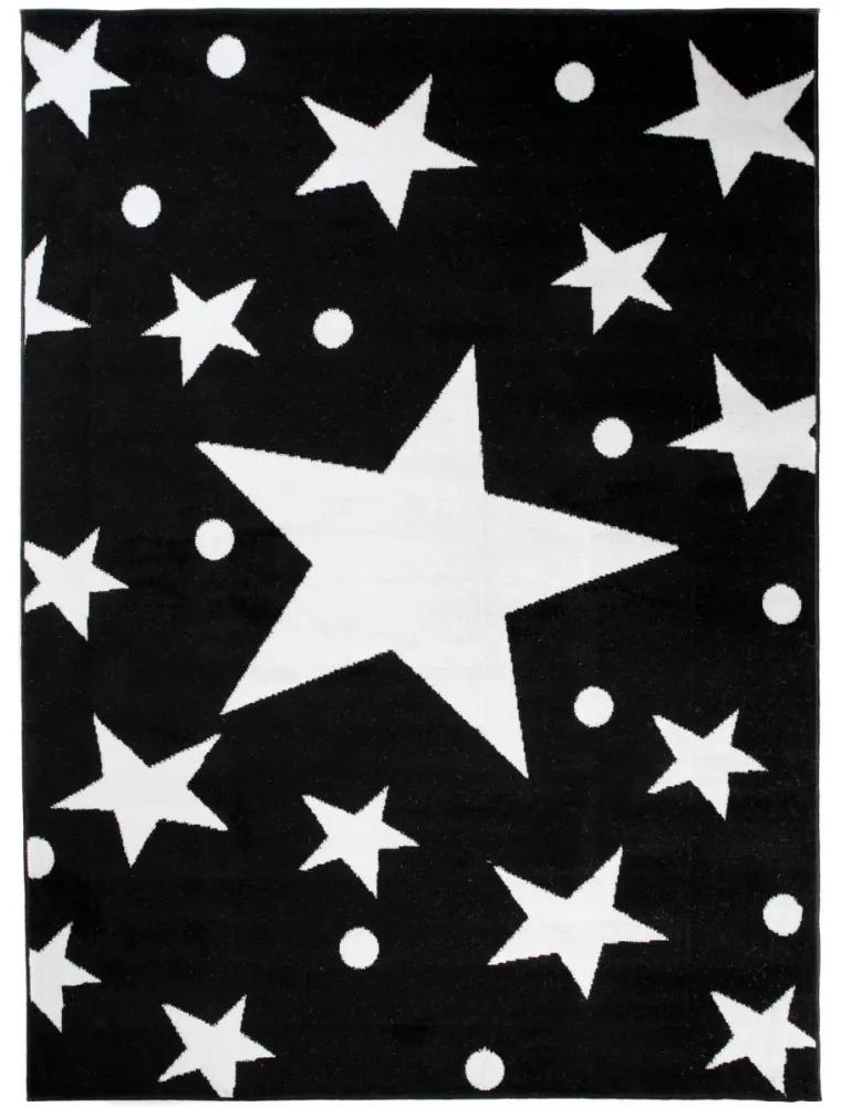 Kusový koberec PP Hvězdy černý, Velikosti 140x200cm