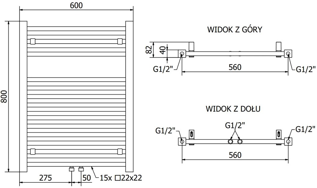 Mexen Pluton, elektrické topné těleso 800x600 mm + topná tyč 600 W, černá, W106-0800-600-2600-70