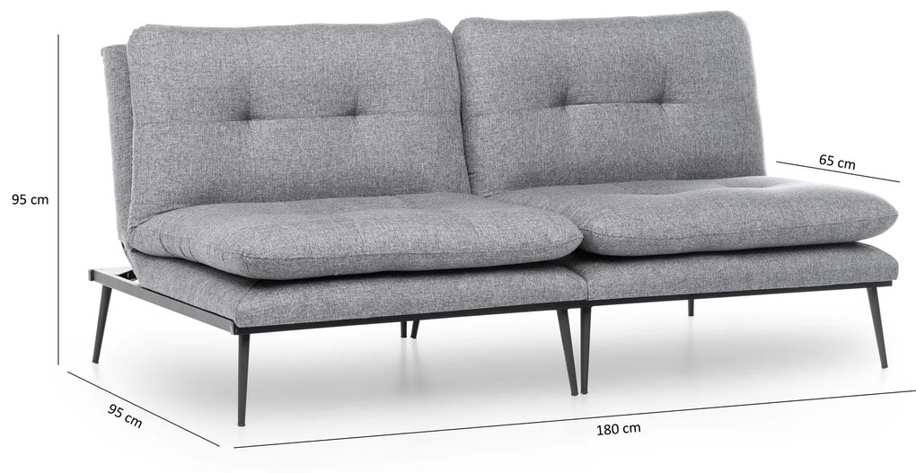 Atelier del Sofa 3-místná pohovka Martin Sofabed - Grey GR110, Šedá