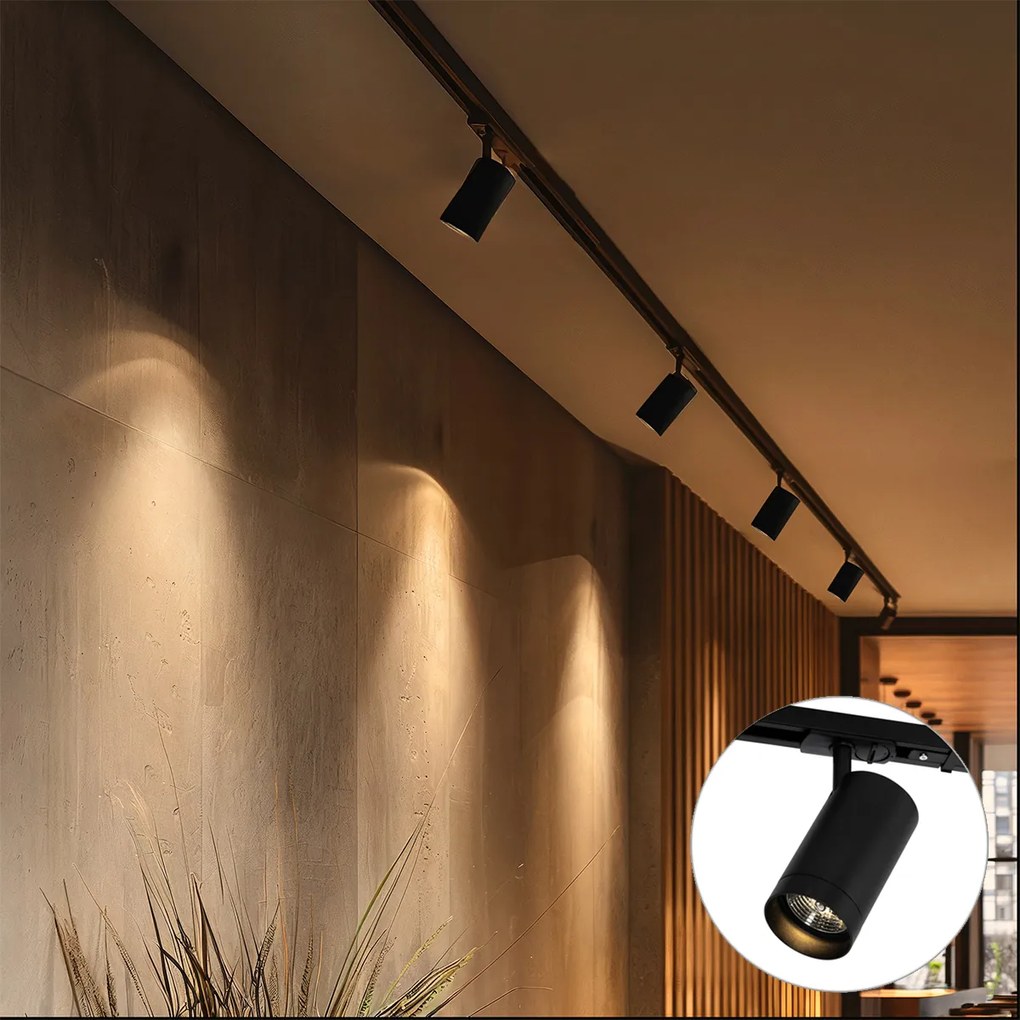 Moderní kolejnicový systém s 5 bodovými světly černý 1-fázový GU10 70mm - Iconic Jeana Luxe