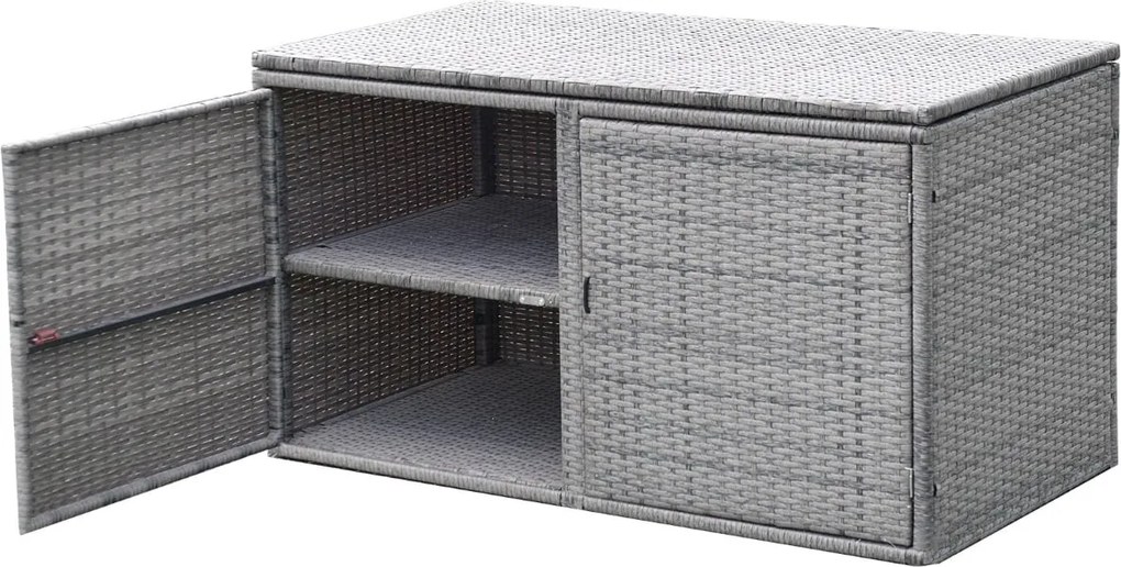 Costway Ratanový terasový box s objemem 335 l – 115 × 60 × 65 cm, šedá