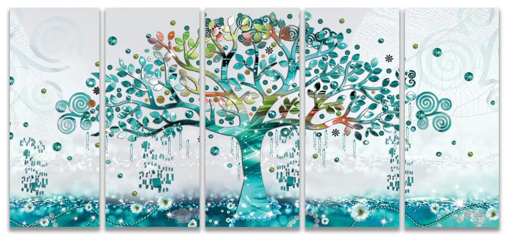 Malvis ® Obrazy tyrkysový strom Velikost: třídílný obdélník - 150x100 cm