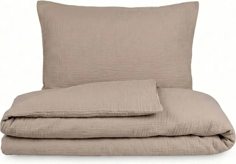 Kvalitex Mušelínové povlečení béžové 1x 220/200, 2x 70/90cm