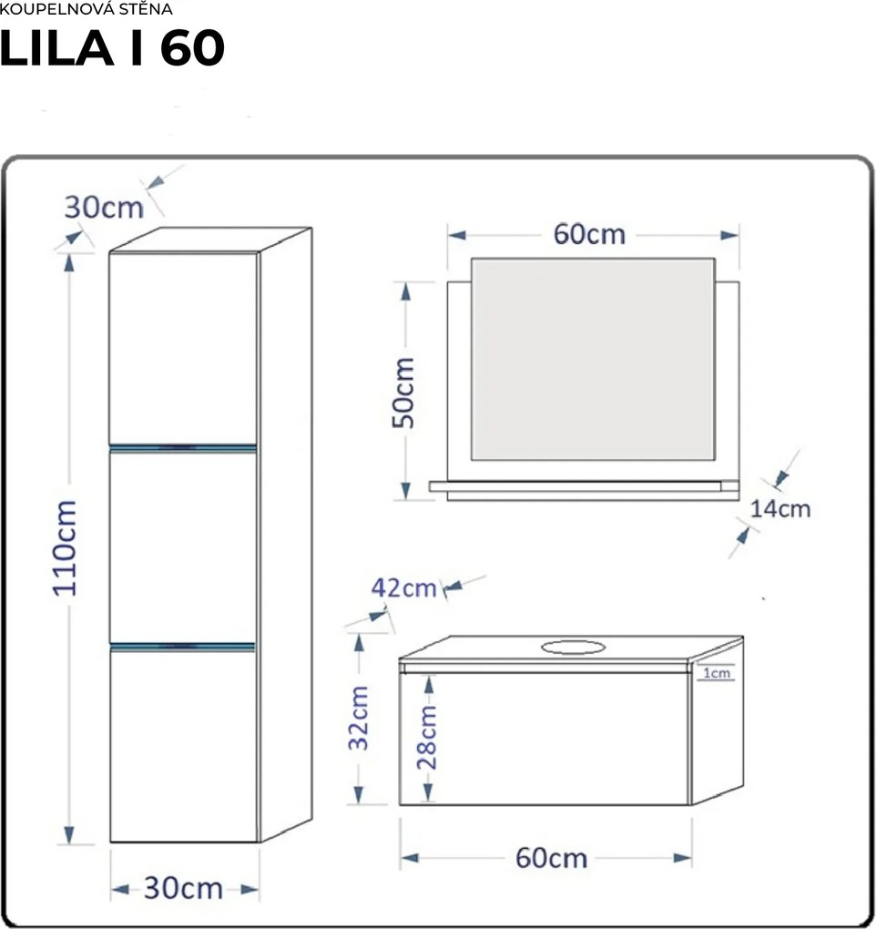 Ral Koupelnová stěna LILA 3 - Bílý lesk
