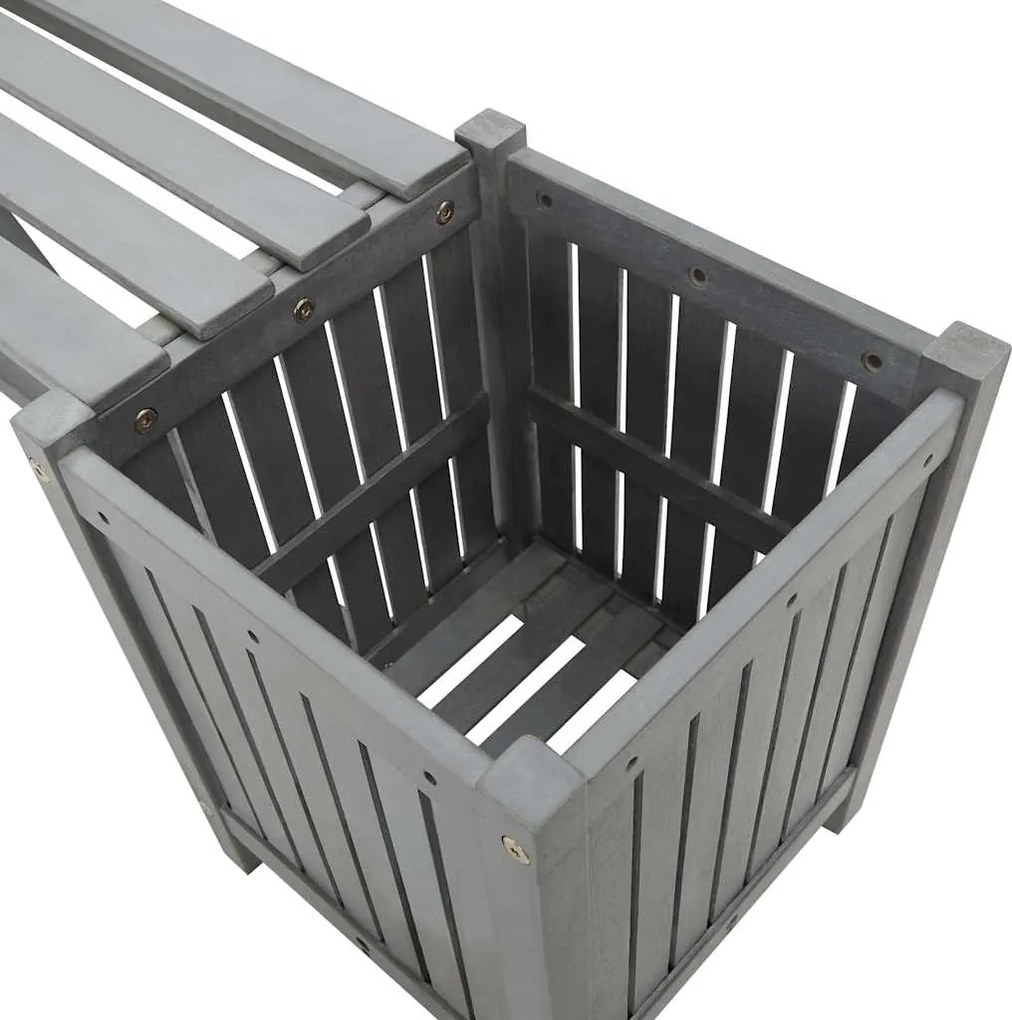 Zahradní lavice se 2 truhlíky 150 cm masivní akácie šedá 311823