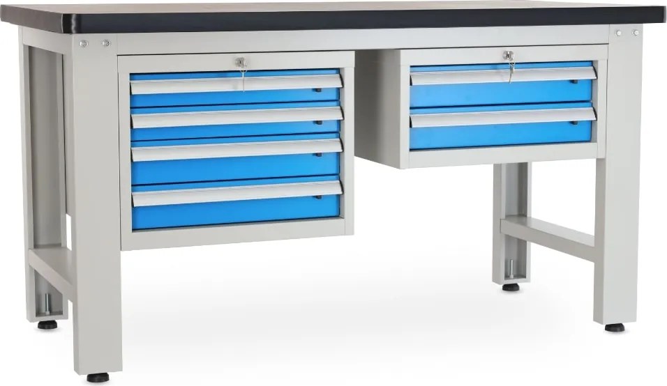 Dílenský stůl Solid MDF-42, 150 cm, 2 závěsné boxy, černá