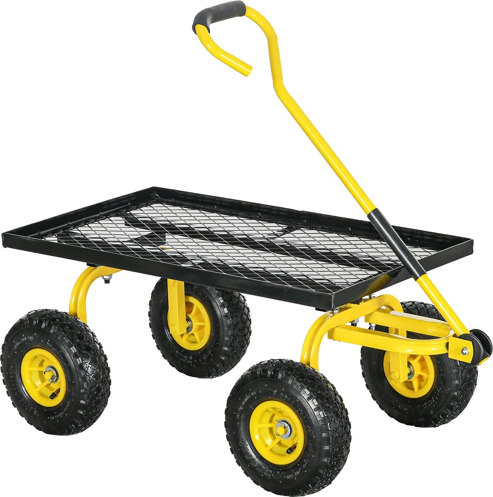 Outsunny Zahradní Transportní Kára Rukávový Vozík 4 Kol 94L x 48,5W x 100H cm Max. Nosnost 150 Kg Železo | Aosom