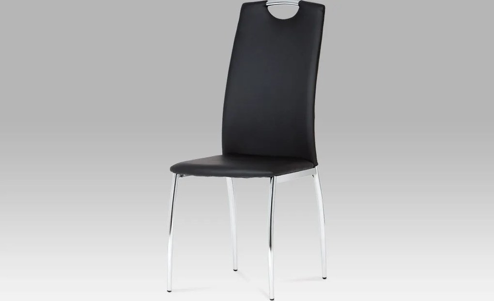 Autronic Jídelní židle koženka černá / chrom DCL-419 BK