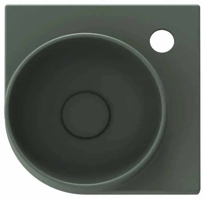 Ravak Yard - Umývátko rohové 28x28 cm, bez přepadu, otvor pro baterii, Grey Green XJX08228000