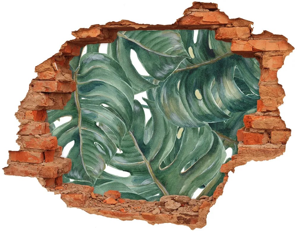 Wallmuralia Nálepka 3D díra samolepící Monstera 90x70 cm