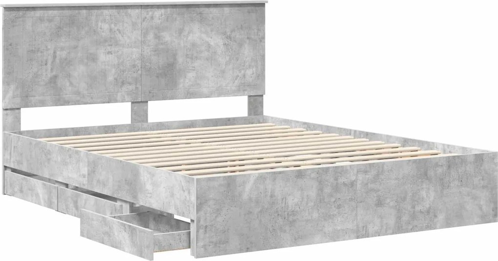 Rám postele s čelo Betonově šedá 160 x 200 cm Inženýrské dřevo 3411099