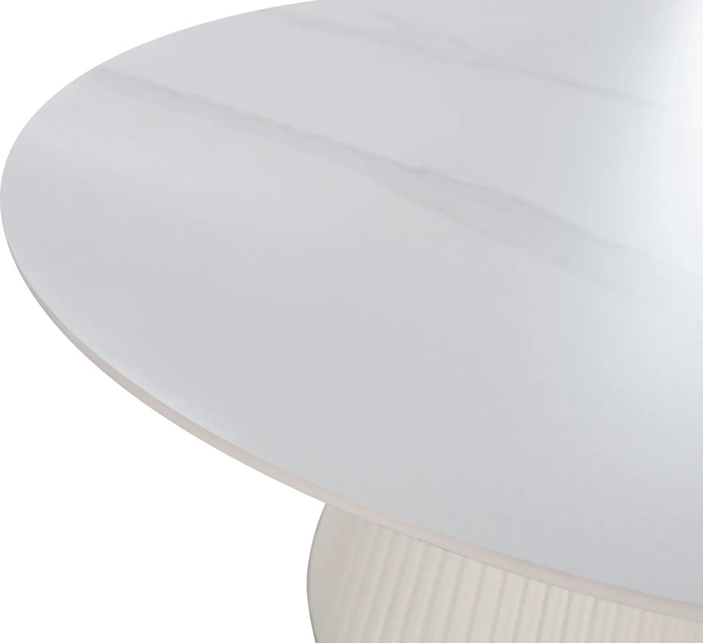 Jídelní stůl Modig 120 cm eko kůže ecru/mramor