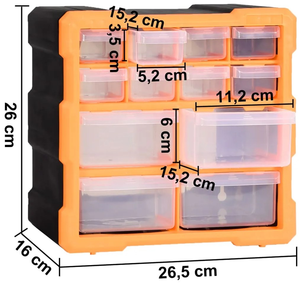 Organizéry s 12 zásuvkami 2 ks 26,5 x 16 x 26 cm