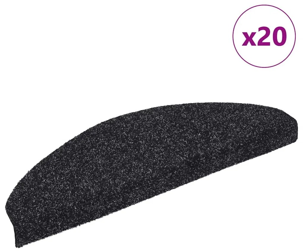 Schodové rohože samolepicí 20 ks 65 x 21 x 4 cm černé, půlkulaté, velké 3365645
