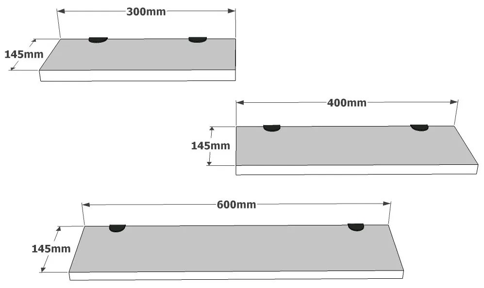 KALUNE DESIGN Set 3 poliček WALL černý 956LCS2702